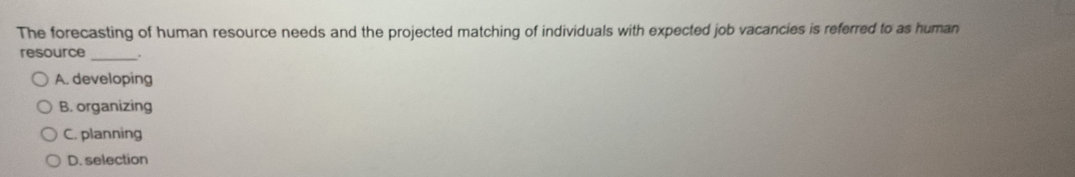 Solved The forecasting of human resource needs and the | Chegg.com