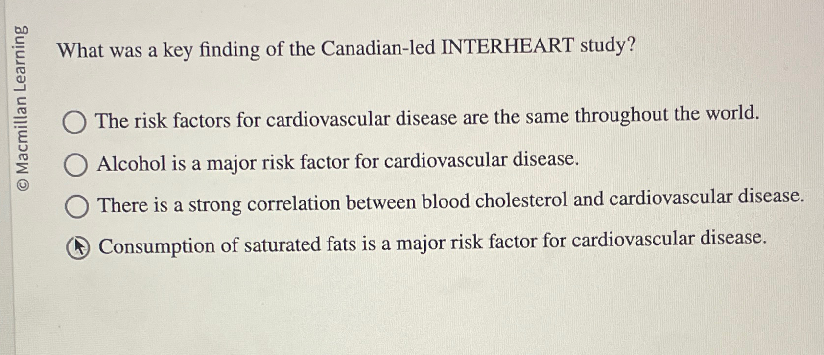 Solved What was a key finding of the Canadian-led INTERHEART | Chegg.com