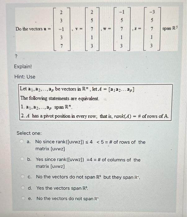 Solved Do the vectors | Chegg.com