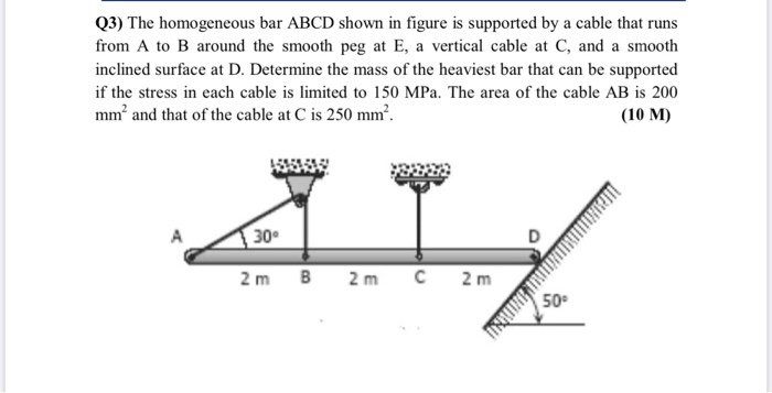 Solved Q3) The homogeneous bar ABCD shown in figure is | Chegg.com