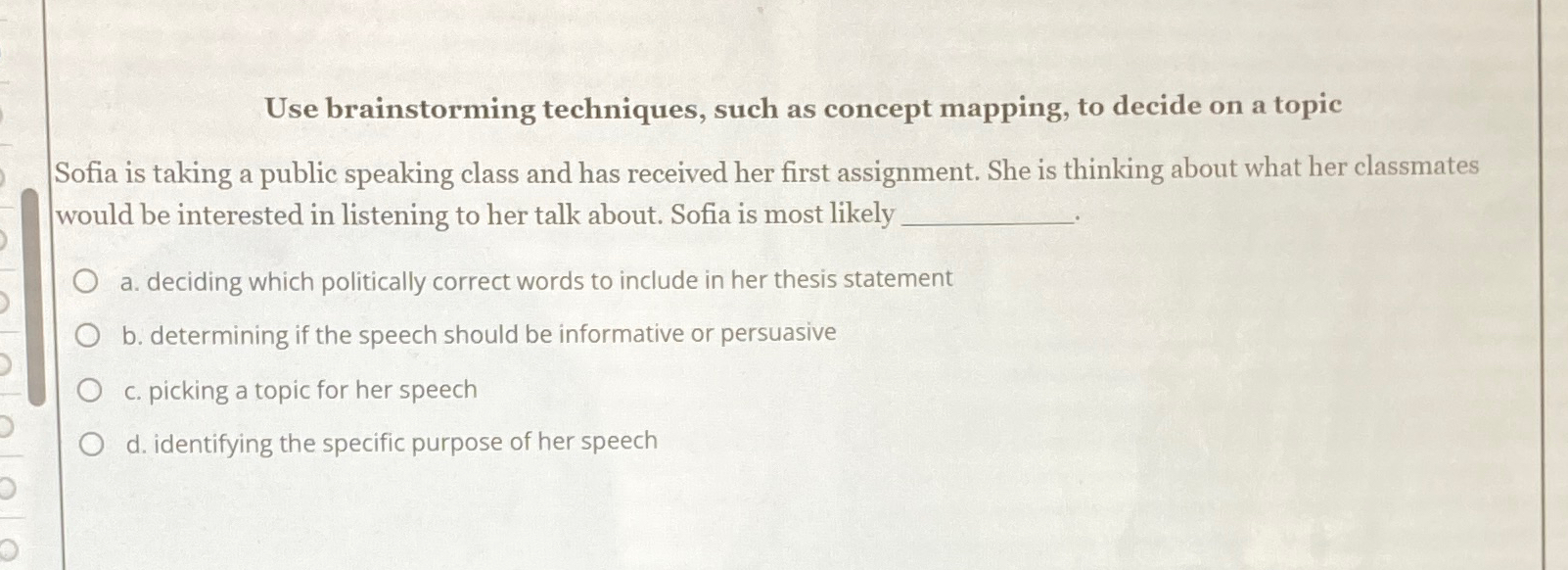 Solved Use brainstorming techniques, such as concept | Chegg.com
