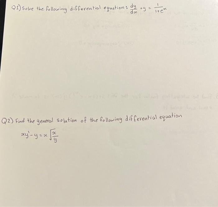 Solved Q1) Solve the following differential equation: | Chegg.com