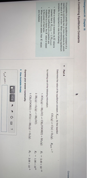 Solved Assignment #4 - Chapter 16 Combining Equilibrium | Chegg.com
