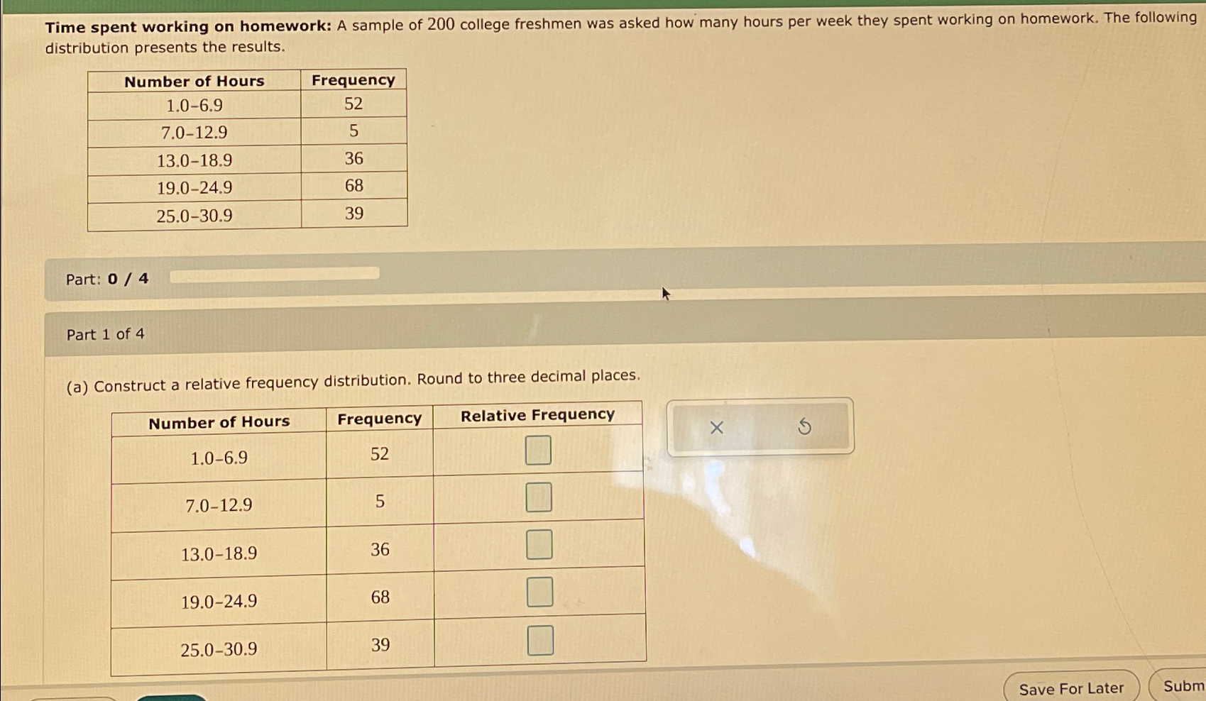 Solved Time spent working on homework: A sample of 200 | Chegg.com