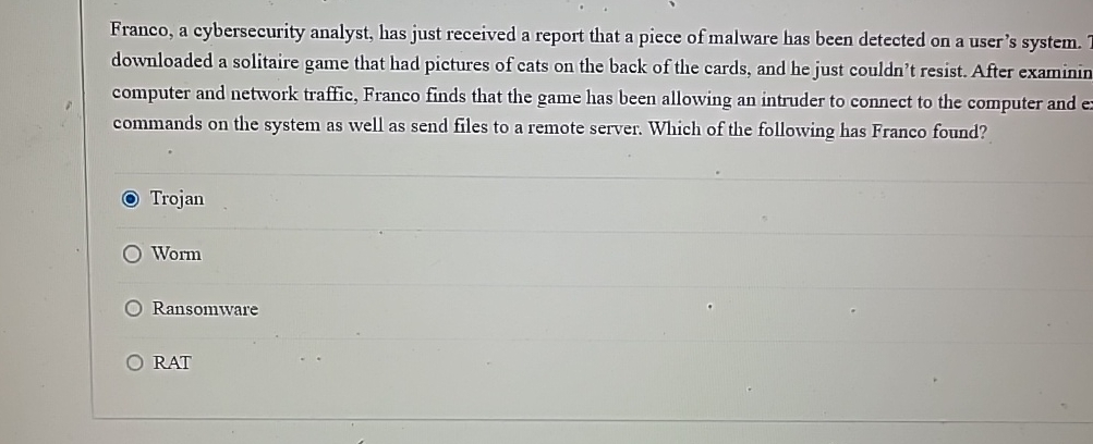 Solved Franco, a cybersecurity analyst, has just received a | Chegg.com