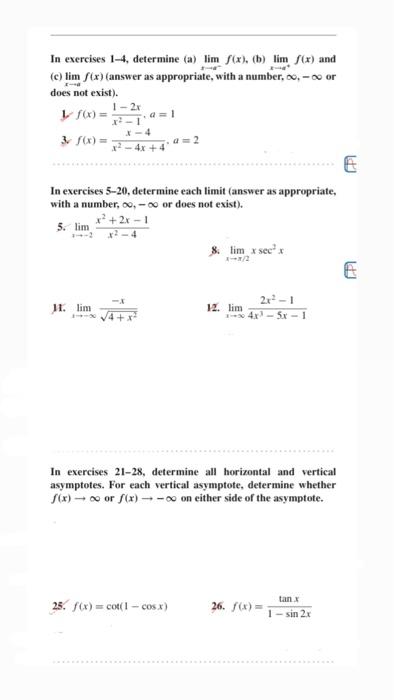 Solved In exercises 1-4, determine (a) limx→π−f(x), (b) | Chegg.com
