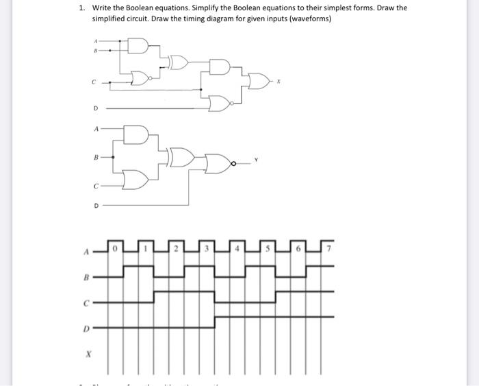 Solved 1. Write the Boolean equations. Simplify the Boolean | Chegg.com