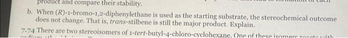 Solved 7.73 (S)-1-Bromo-1,2-diphenylethane (shown below) | Chegg.com