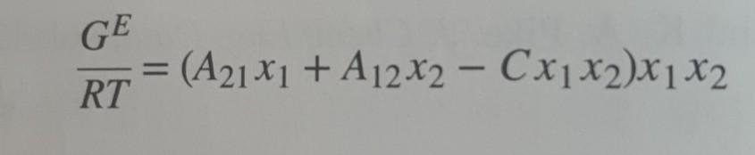 Solved Given the excess Gibbs free-energy expression | Chegg.com