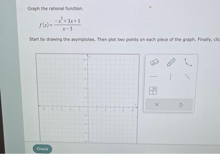 Solved Graph the rational function. f(x)=x−3−x2+3x+1 Start | Chegg.com