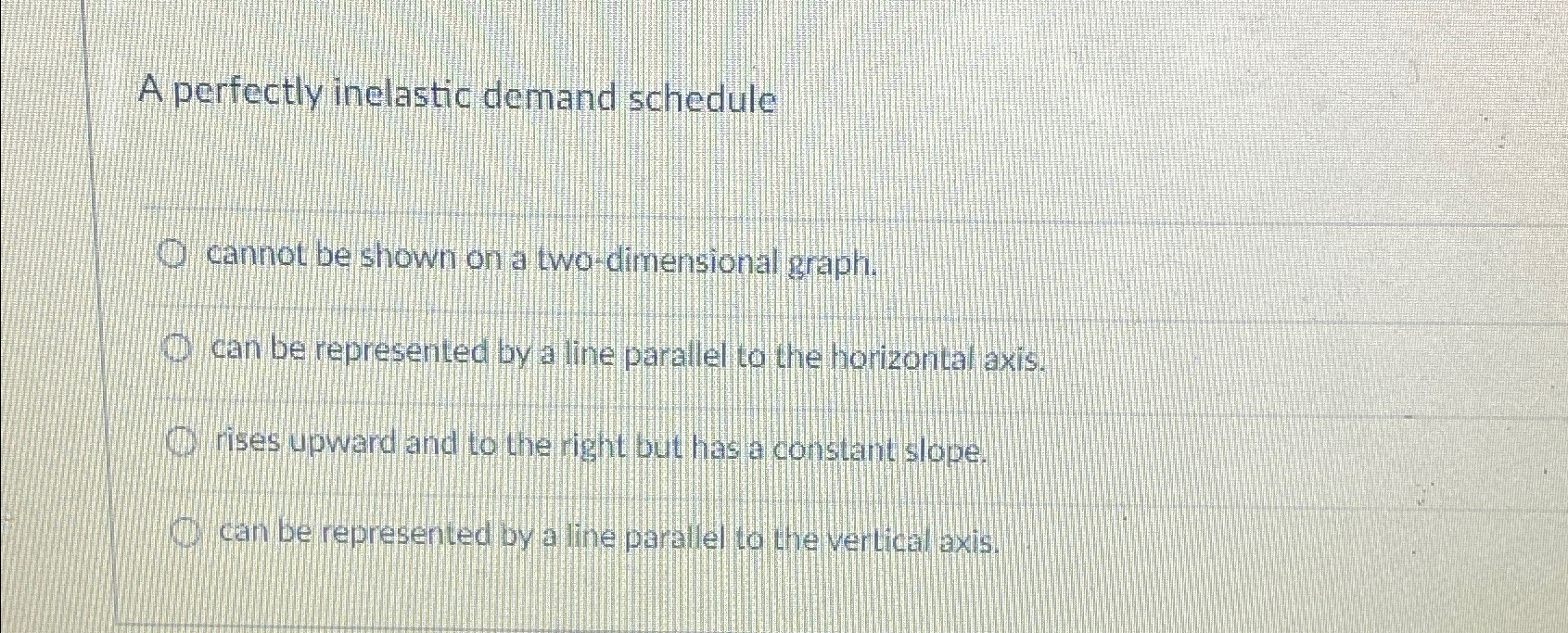 Solved A perfectly inelastic demand schedulecannot be shown | Chegg.com