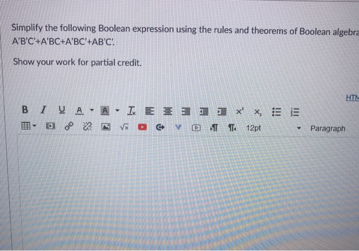 Solved Simplify the following Boolean expression using the | Chegg.com