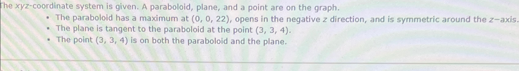 Solved The xyz-coordinate system is given. A paraboloid, | Chegg.com