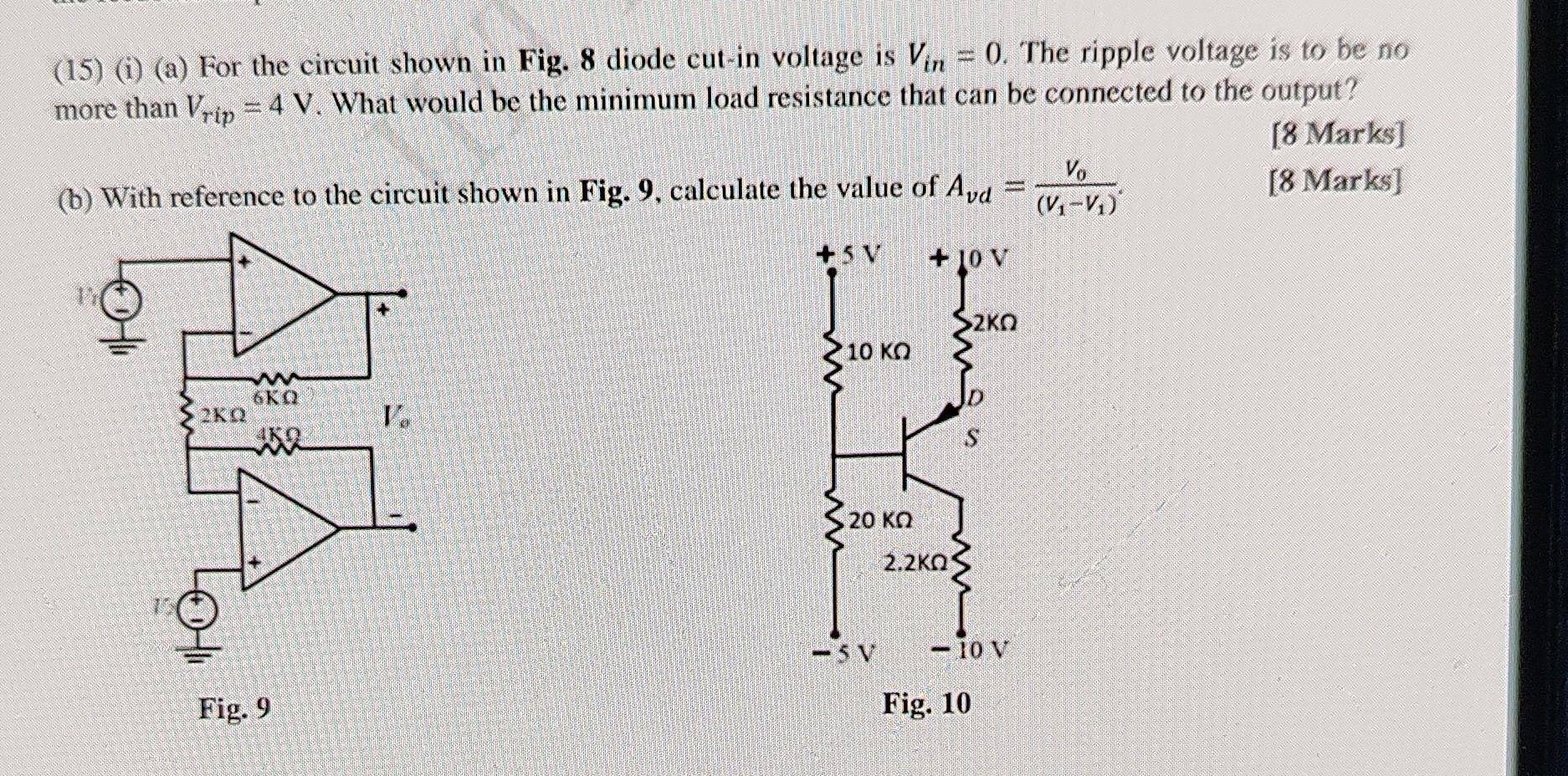 Solved (15) (i) (a) For the circuit shown in Fig. 8 diode | Chegg.com