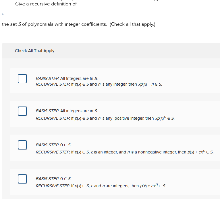 Solved Give a recursive definition ofthe set S ﻿of | Chegg.com