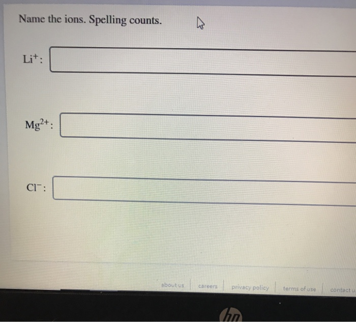 Solved Name the ions. Spelling counts. Lit: Mg2+ CIT about | Chegg.com