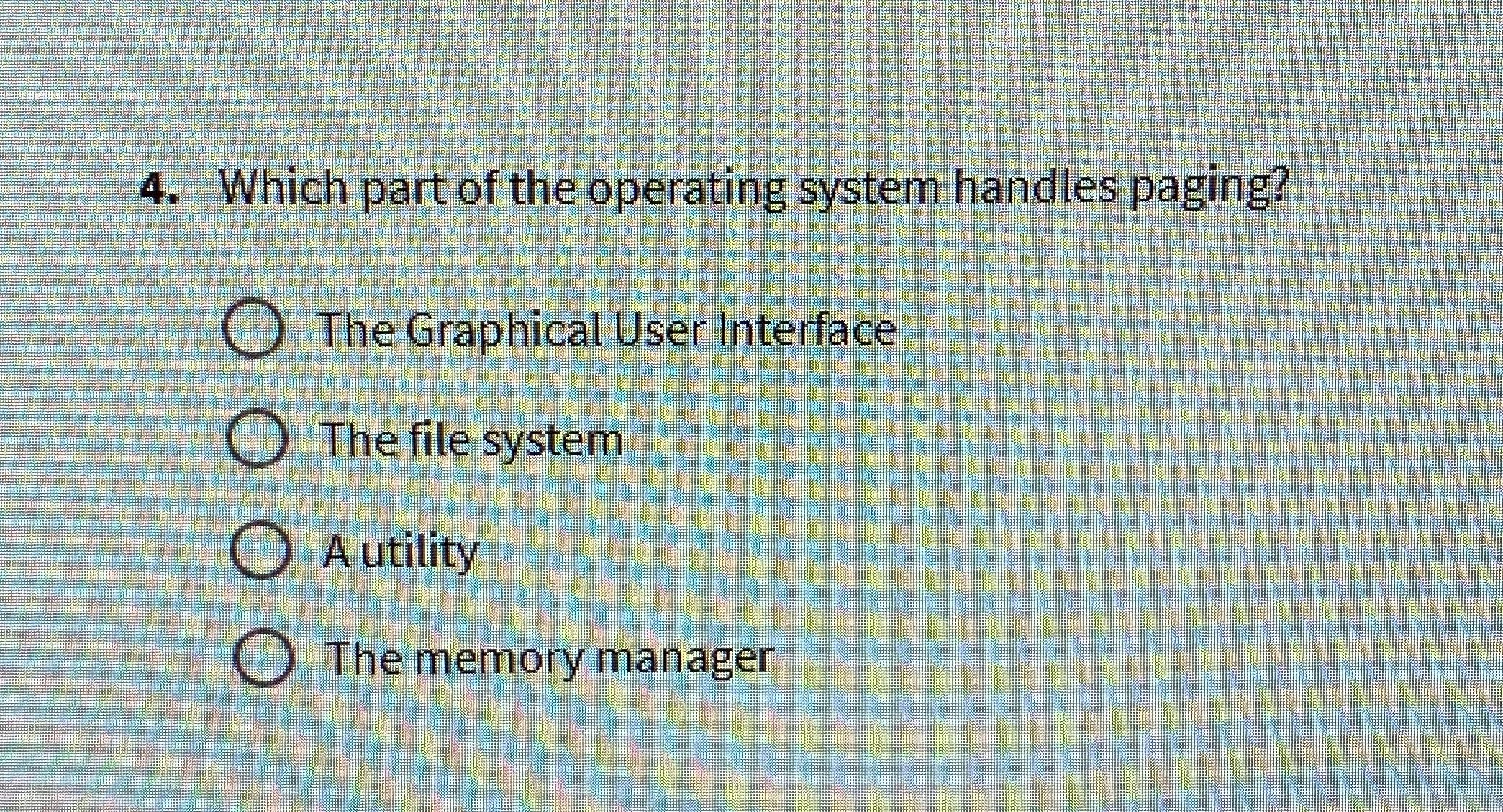 Solved Which part of the operating system handles paging?The | Chegg.com