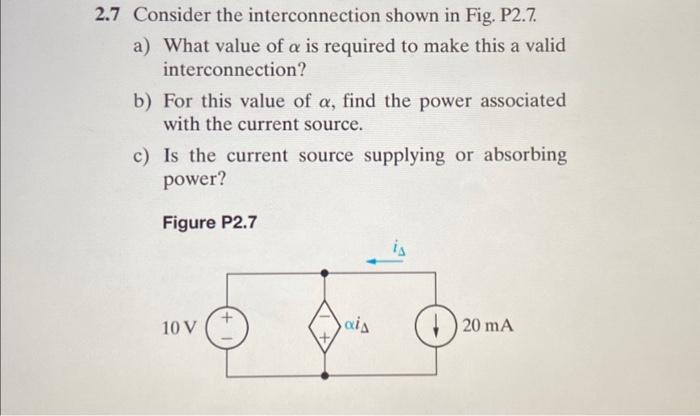 Solved 2.7 Consider the interconnection shown in Fig. P2.7. | Chegg.com