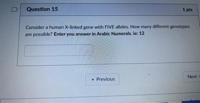 Solved Consider a human X-linked gene with FIVE alleles. How | Chegg.com