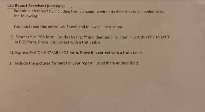 Solved Lab Report Exercise: Question 2: Submit a lab report | Chegg.com