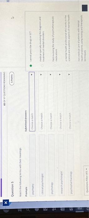 Solved VEWU FI YP BR LLLEN C X Question 5 Match the | Chegg.com