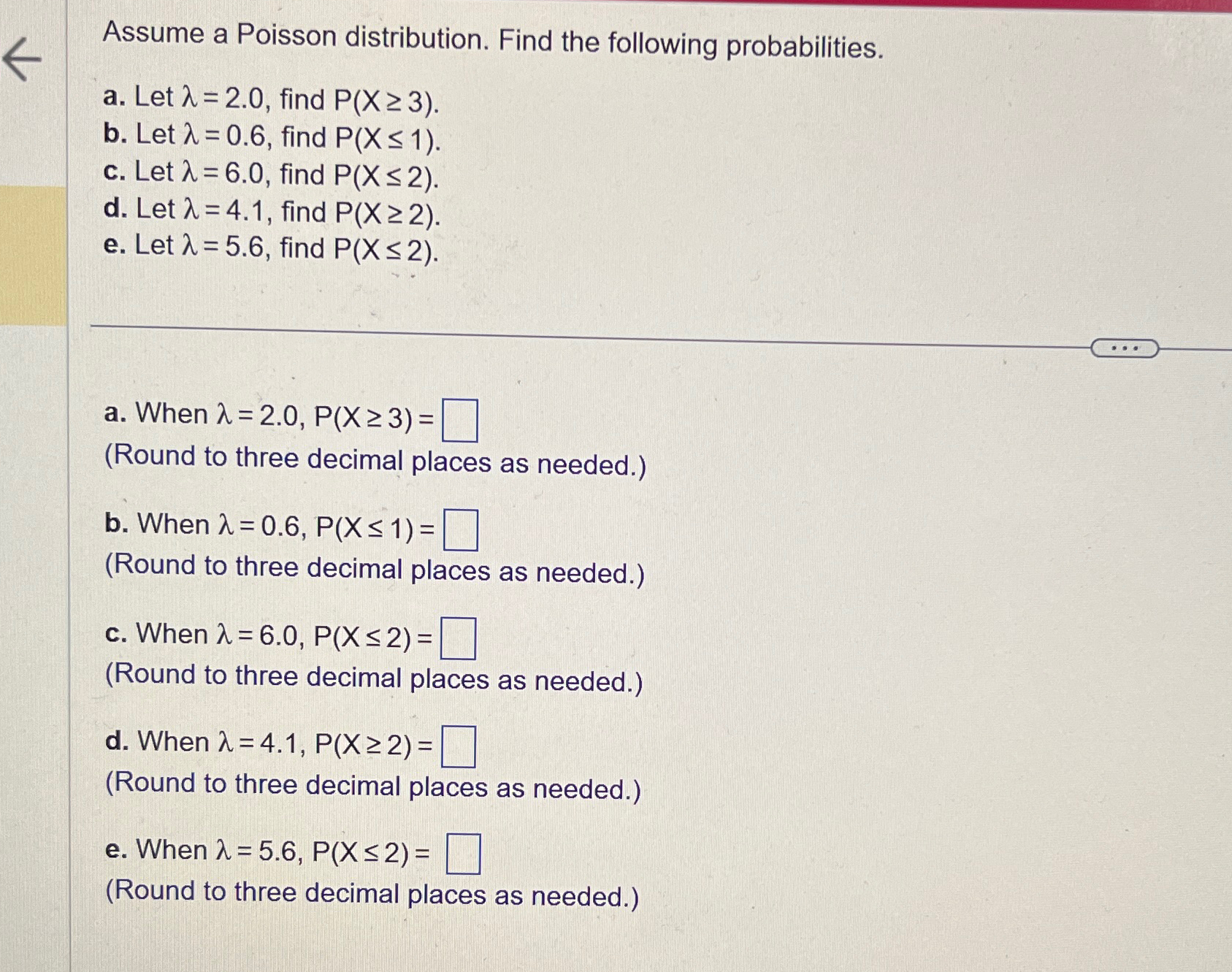 Solved Assume a Poisson distribution. Find the following | Chegg.com
