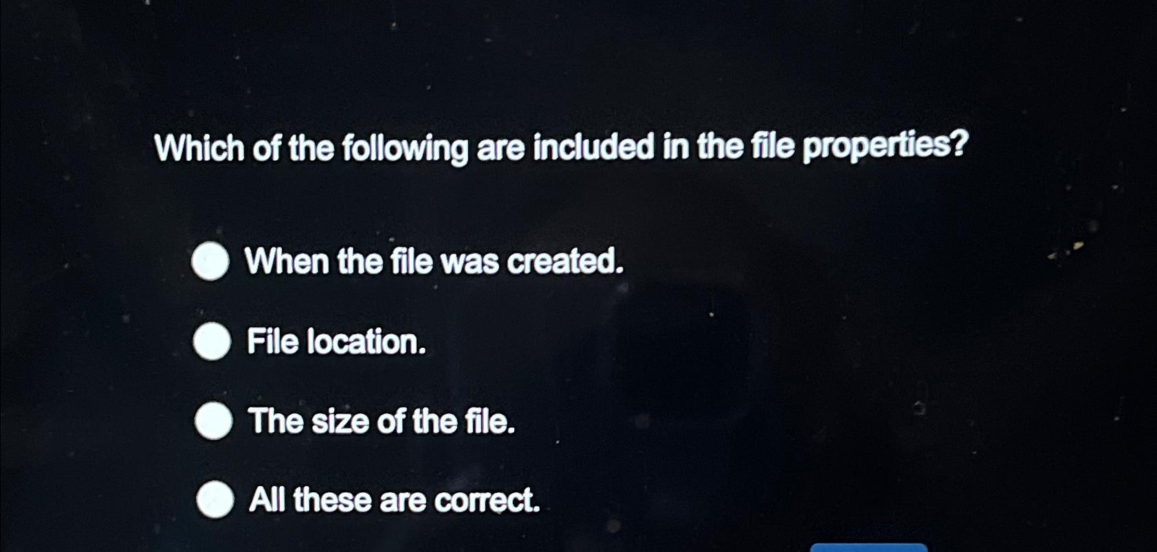 Solved Which of the following are included in the file | Chegg.com