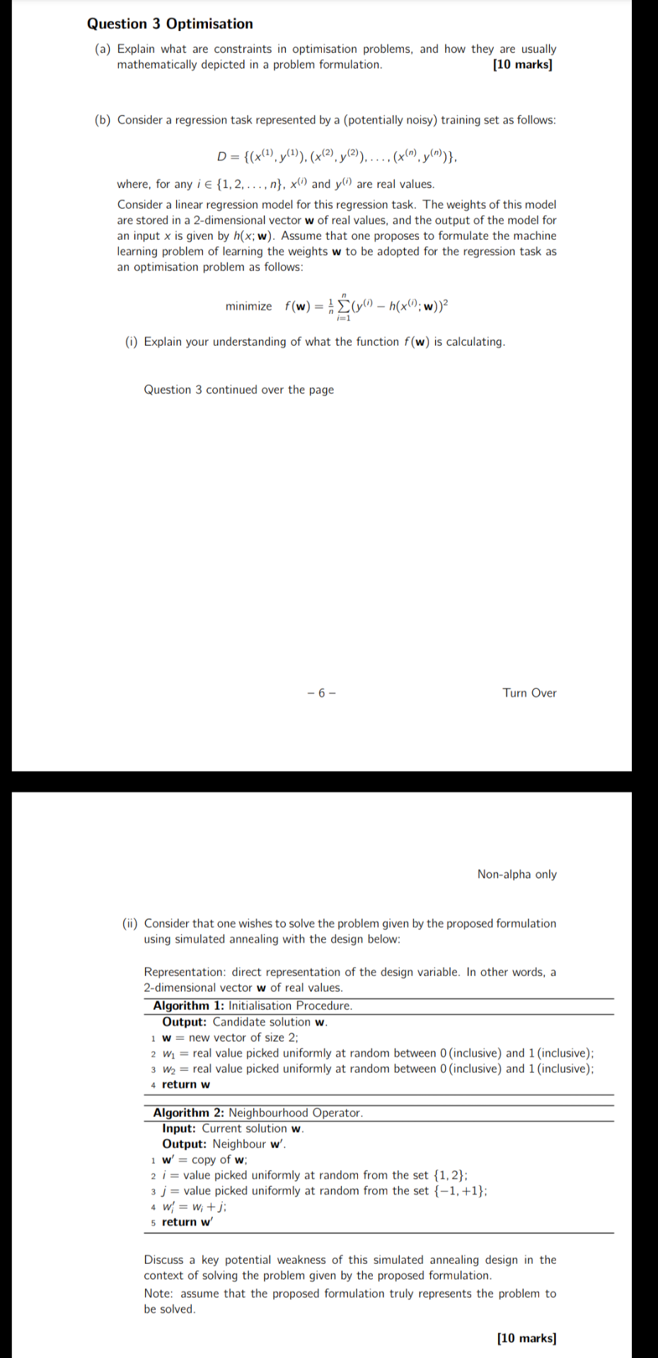 Solved Question 3 Optimisation (a) Explain what are | Chegg.com