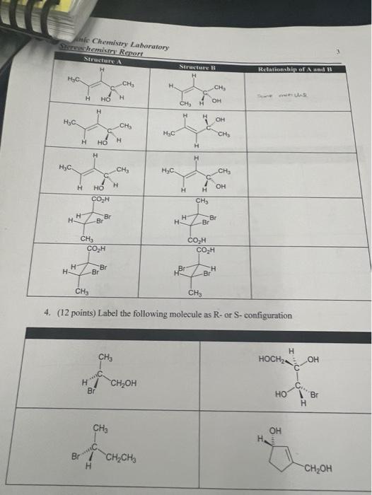 Solved the Chernistry Laboratory 4. (12 points) Label the | Chegg.com