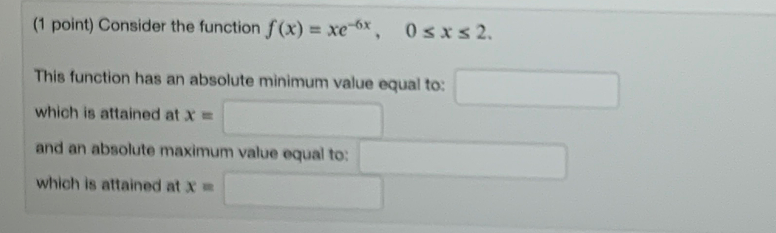 Solved (1 ﻿point) ﻿Consider the function | Chegg.com