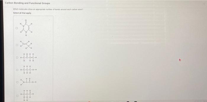 Solved Carbon Bonding and Functional Groups Which molecules | Chegg.com