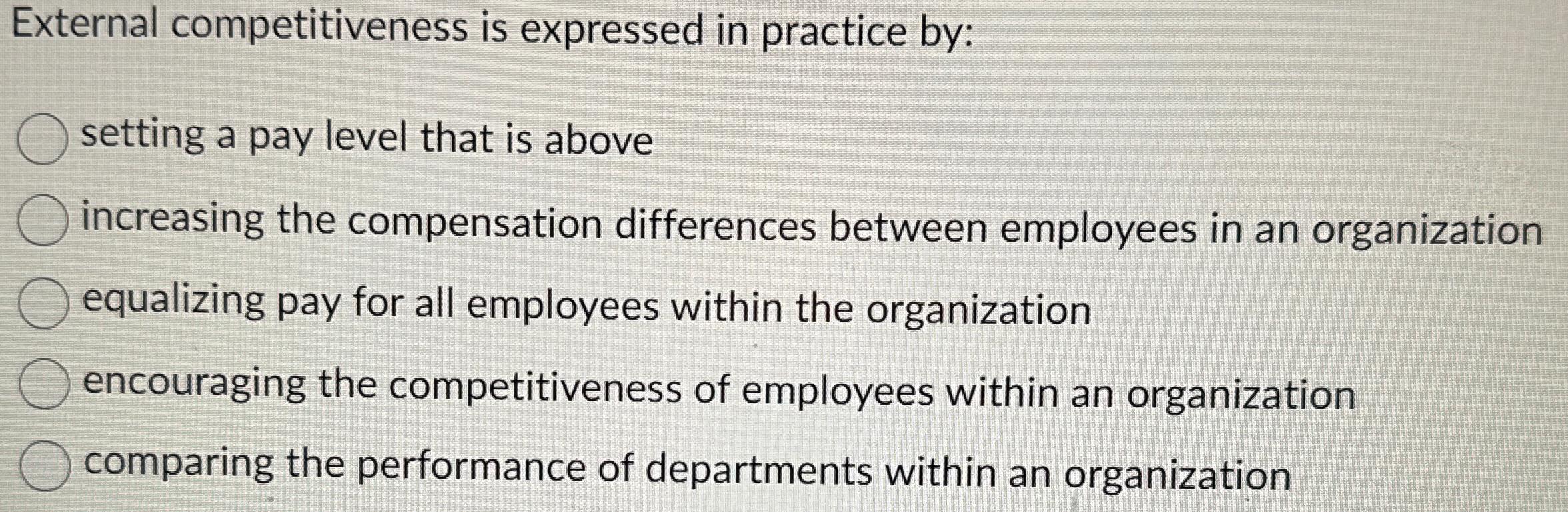 Solved External competitiveness is expressed in practice | Chegg.com