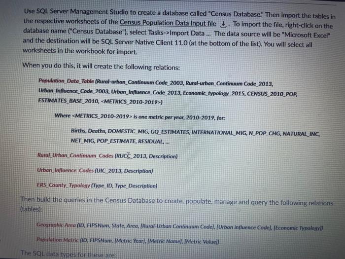 Solved Use SQL Server Management Studio to create a database | Chegg.com
