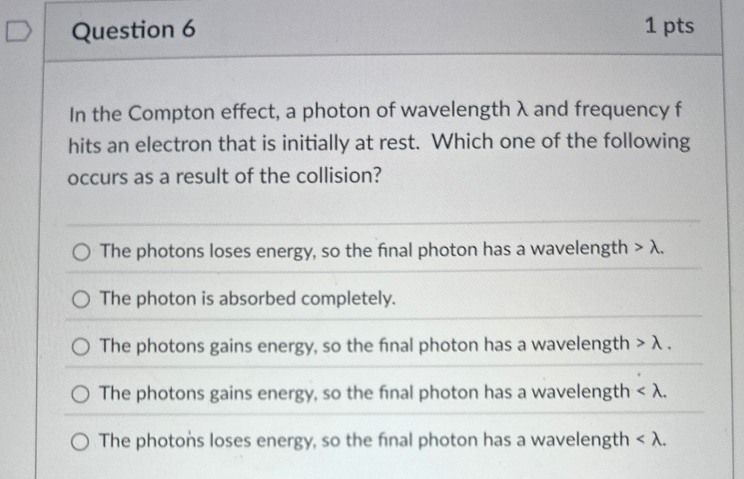 Solved Question 61 ﻿ptsIn the Compton effect, a photon of | Chegg.com