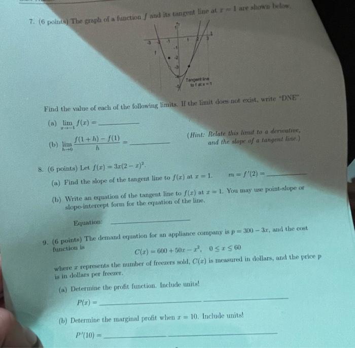 Solved 7. (6 pointa) The graph of a function f and its | Chegg.com