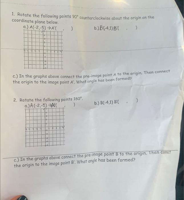 Solved 1. Rotate the following points 90∘ counterclockwise | Chegg.com