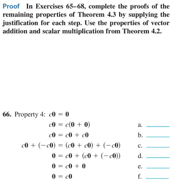 Solved Proof In Exercises 65-68, complete the proofs of the | Chegg.com