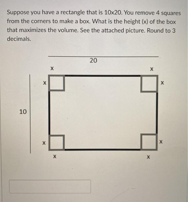 Solved Suppose you have a rectangle that is 10x20. You | Chegg.com