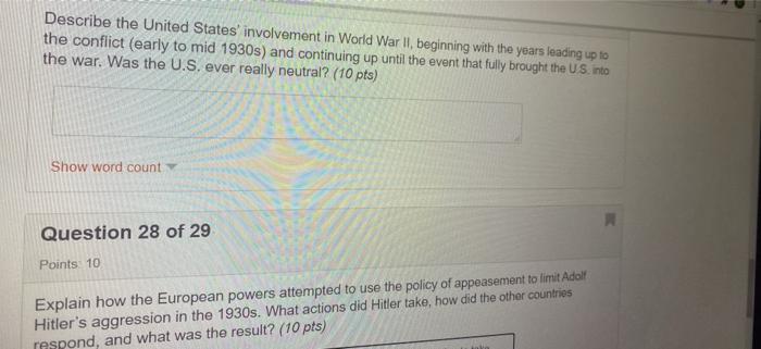 10 Describe the United States' involvement in World | Chegg.com