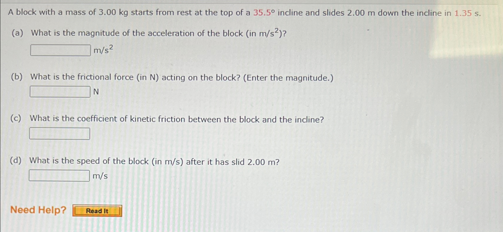 Solved A block with a mass of 3.00kg starts from rest at the | Chegg.com
