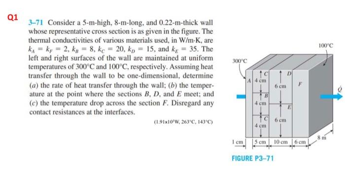 Solved 3-71 Consider a 5-m-high, 8-m-long, and 0.22 -m-thick | Chegg.com