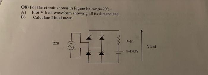 Solved Q8) For the circuit shown in Figure below, α=90∗ : A) | Chegg.com