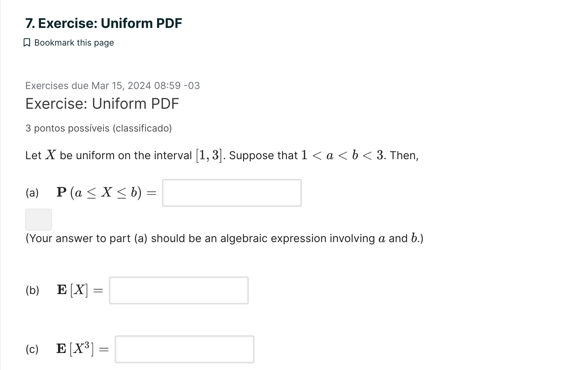 Solved Exercise: Uniform PDFLet x ﻿be uniform on the | Chegg.com