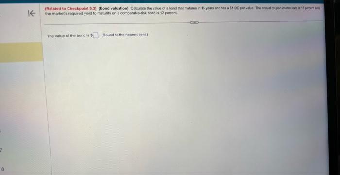 Solved the market's required yield to maturity on a | Chegg.com