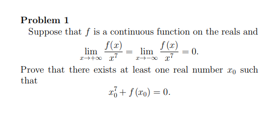 Solved Problem 1Suppose that f ﻿is a continuous function on | Chegg.com
