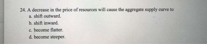 Solved 24. A decrease in the price of resources will cause | Chegg.com