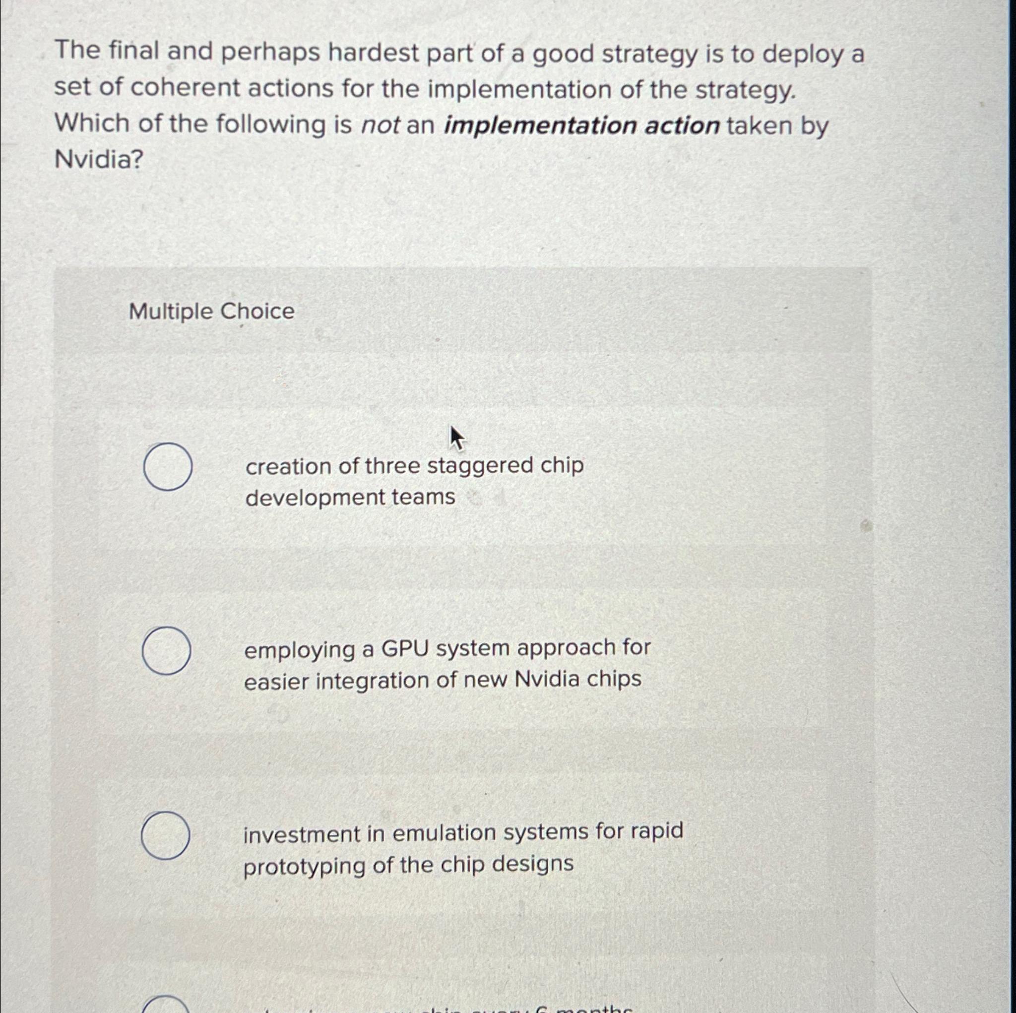 Solved The final and perhaps hardest part of a good strategy | Chegg.com
