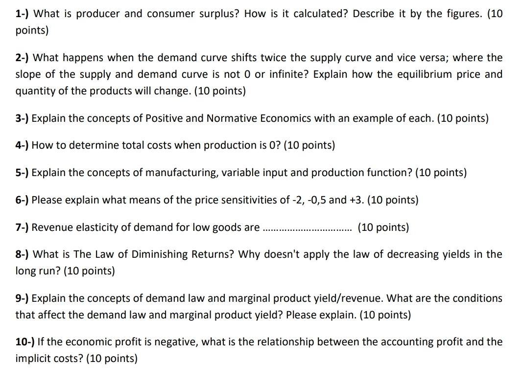 Solved 1 ï What Is Producer And Consumer Surplus How Is It Chegg