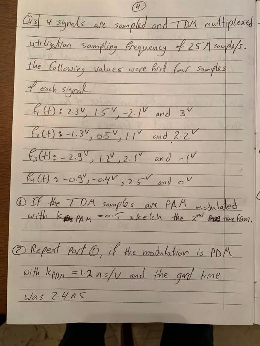 Q 4 signals are sampled and TDM multiplexed | Chegg.com
