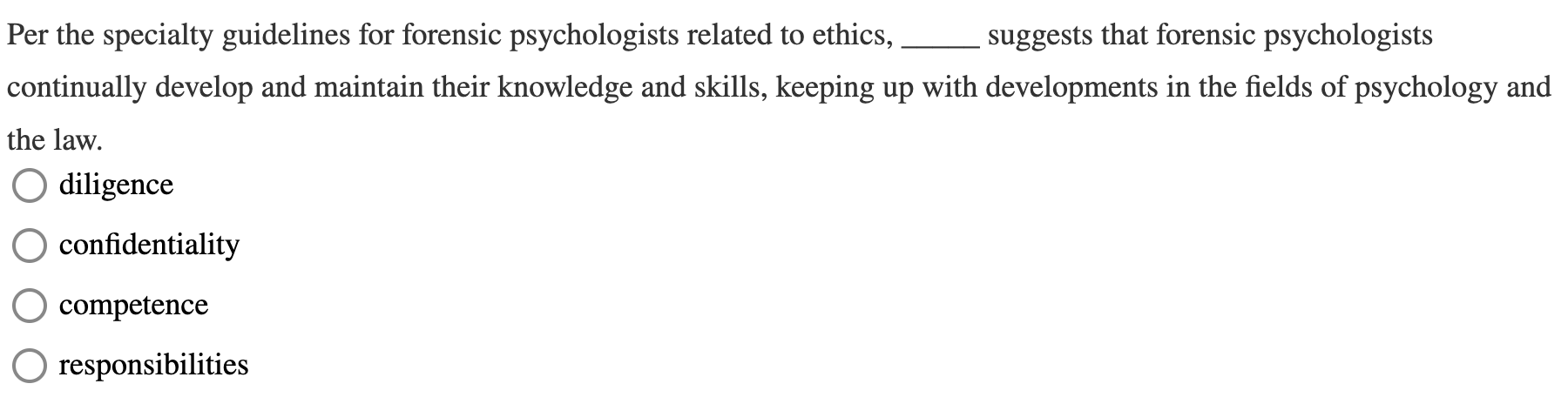 Solved Per the specialty guidelines for forensic | Chegg.com